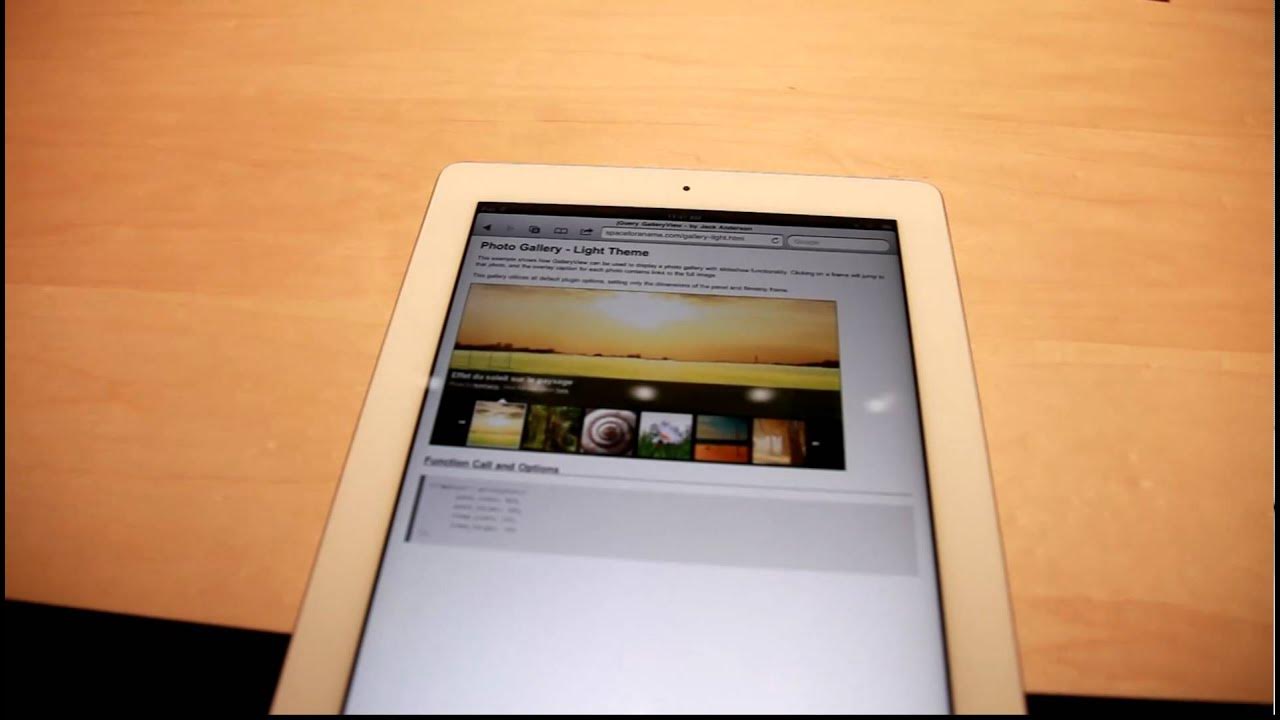 iPad 2 hands-on: jQuery gallery Javascript test - YouTube