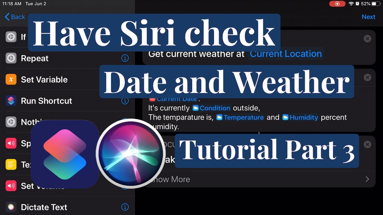 Siri Shortcuts “Date and Weather” Tutorial Part 3 - YouTube