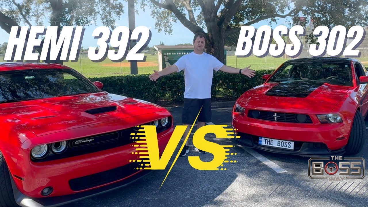 DODGE CHALLENGER HEMI 392 VS MUSTANG BOSS 302 | Comparison video - YouTube