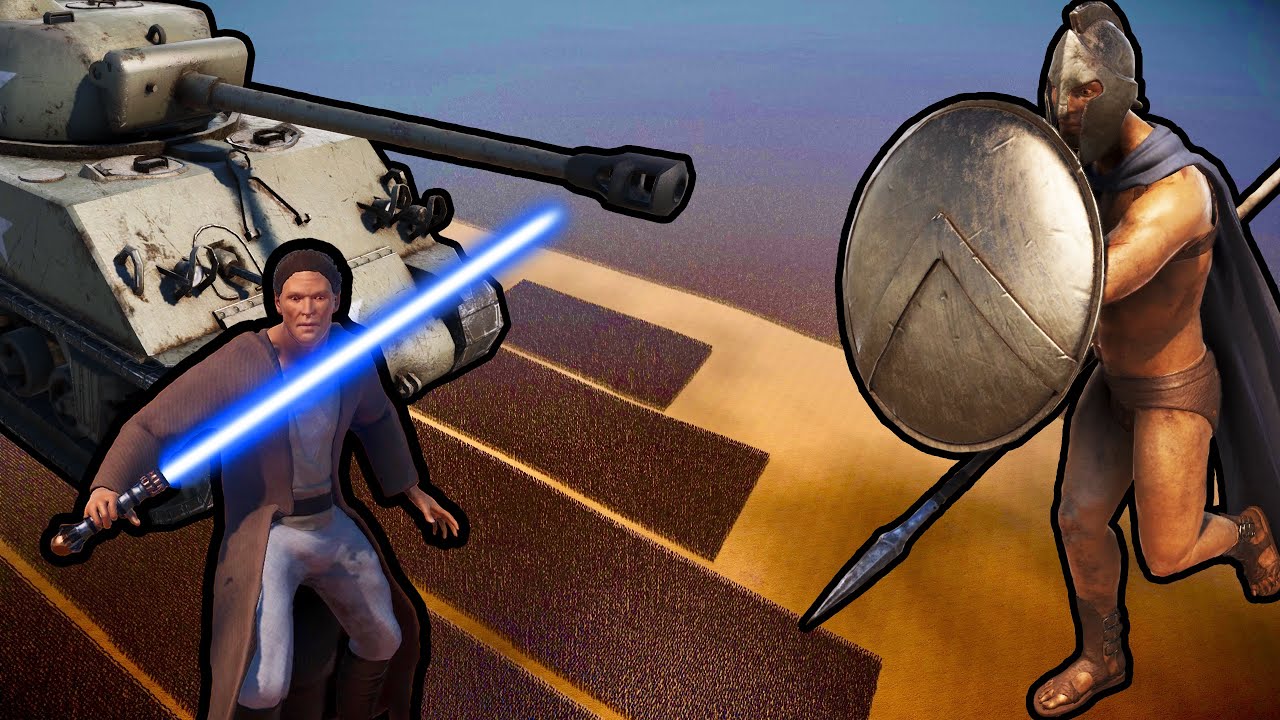 20 MILLION SPARTANS vs 150,000 JEDI KNIGHTS + 1,000 SHERMAN TANKS ...
