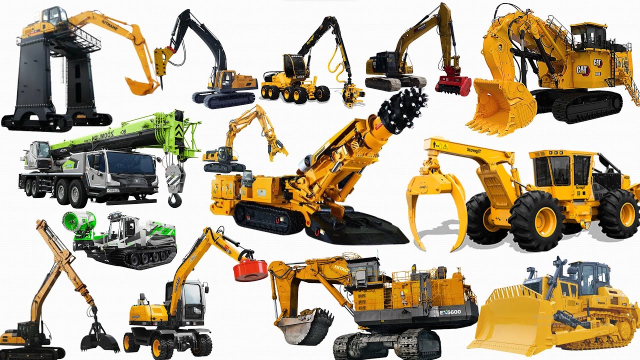 Excavator & biggest equipment synthetic skill. Mulcher, harvester ...