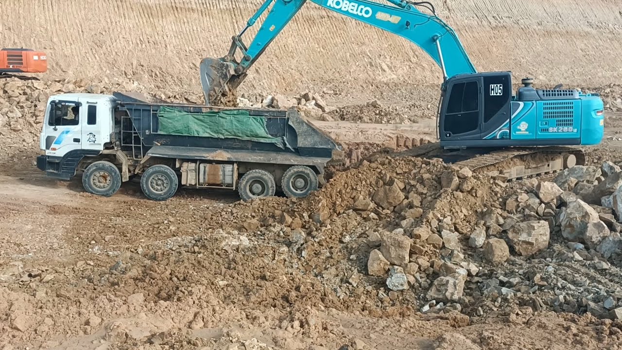 Excavator activity in the construction site. - YouTube