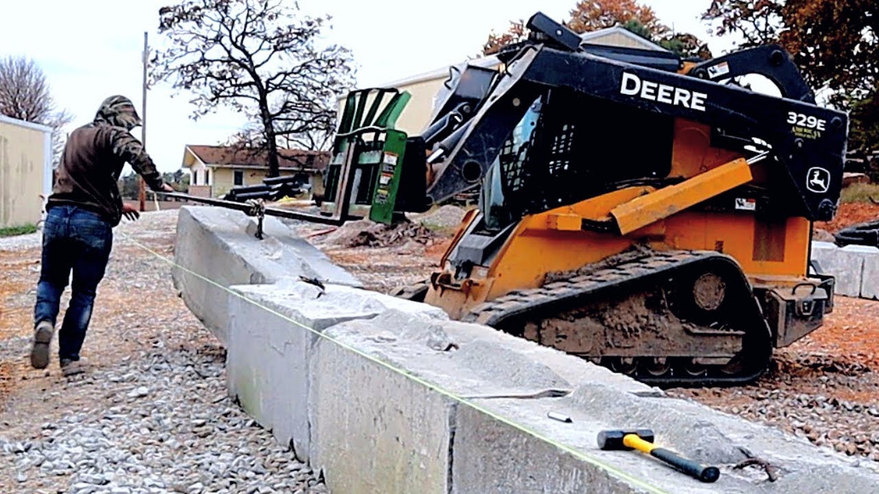Setting 4000 Pound Blocks - Quonset Hut Stem Wall Build - YouTube