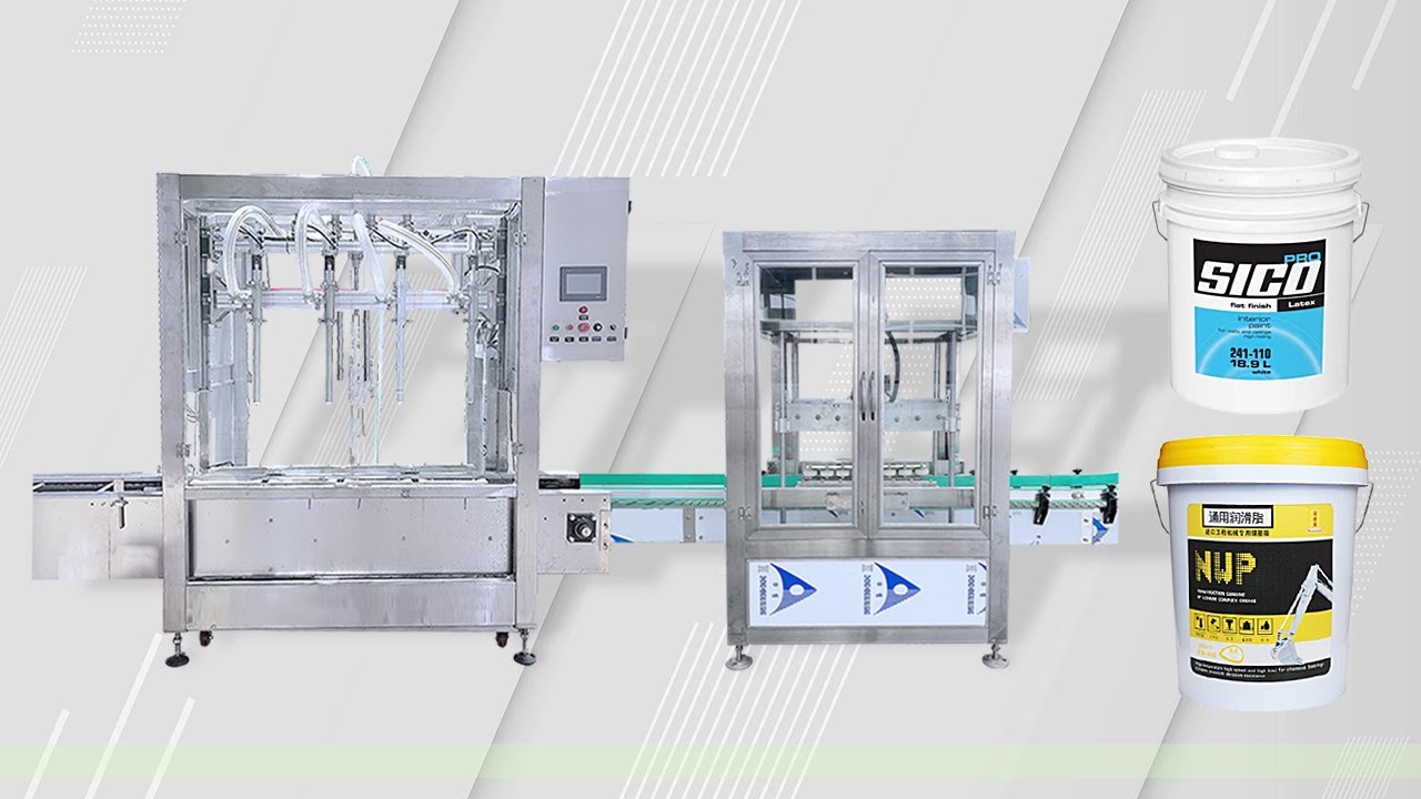 HYWF30- 4+HYYG -100 Automatic Pail Filling Capping Machines Production ...