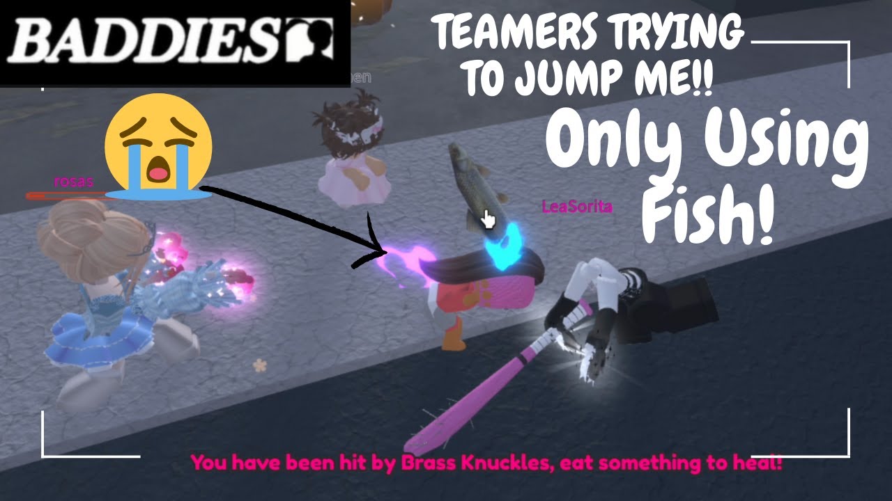 Getting JUMPED by 5 people while ONLY using the Fish In Roblox Baddies ...