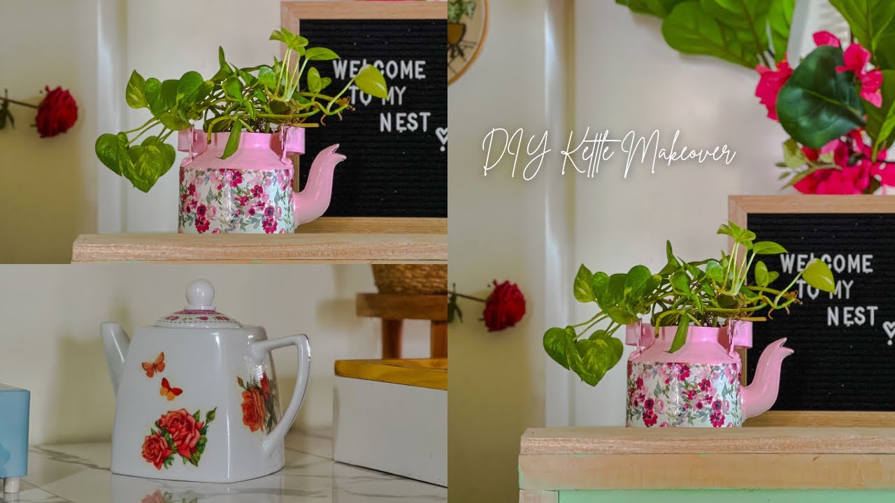 DIY Kettle Makeover | Decoupage Art | Rinish DIY Nest | - YouTube