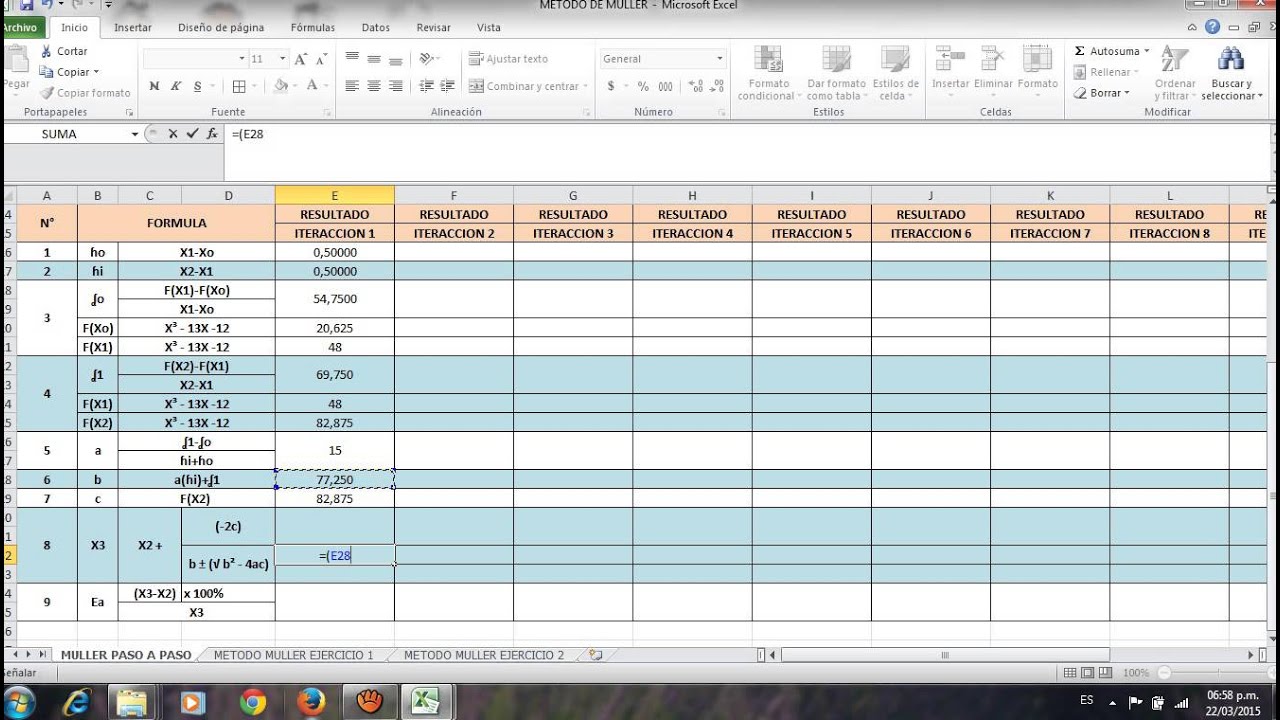 TUTORIAL METODO MULLER EN EXCEL - YouTube