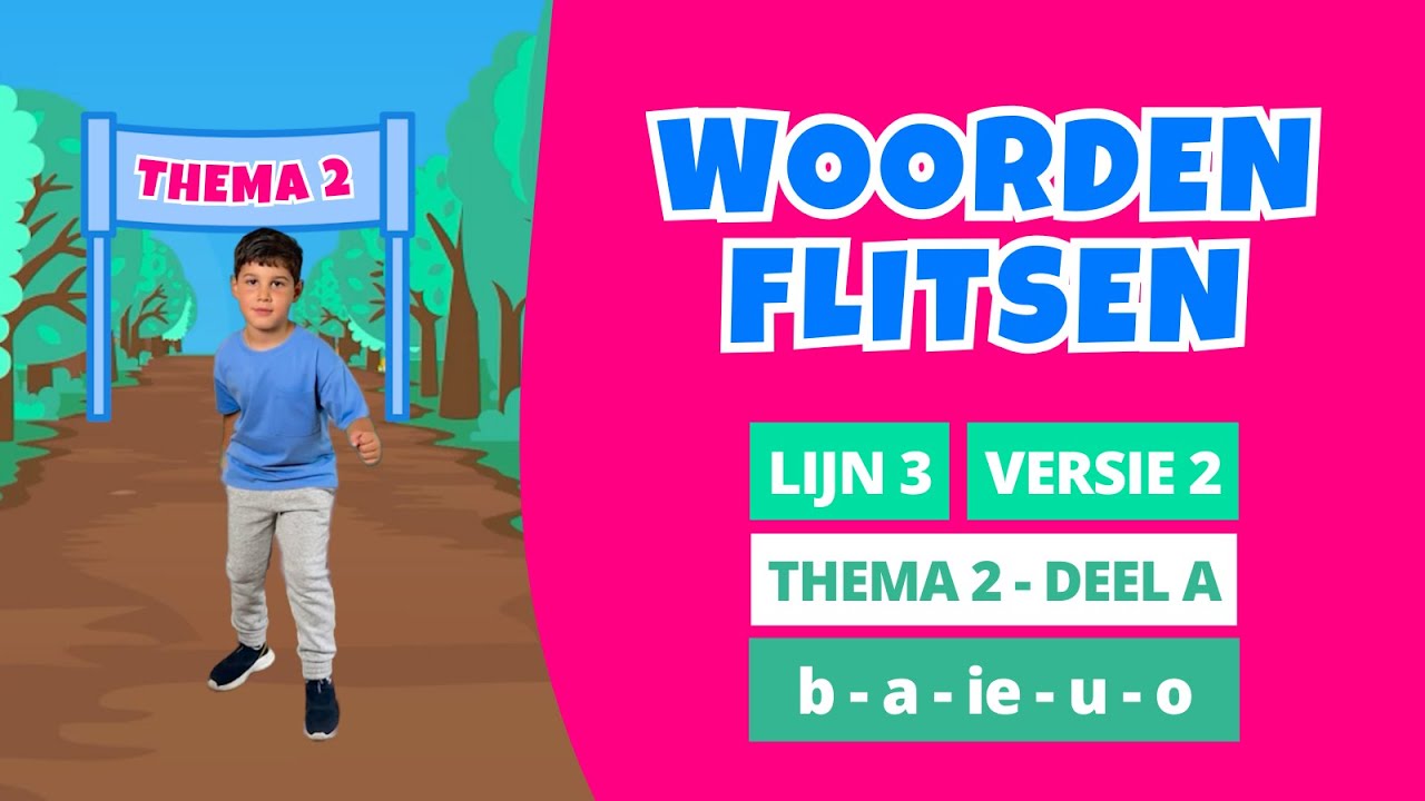 Thema 2 A - Lijn 3- nieuwe versie - Woorden flitsen - letters: b,a,ie,u ...