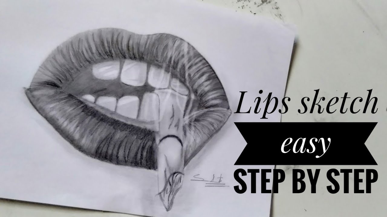 Lips sketch easy step by step 😈 - YouTube