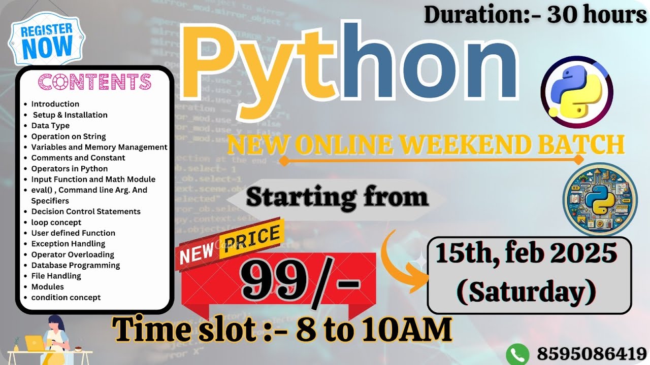 Day-2 Live Weekends Batch on Python | Class In Just 99-/rs | At 8:30AM ...