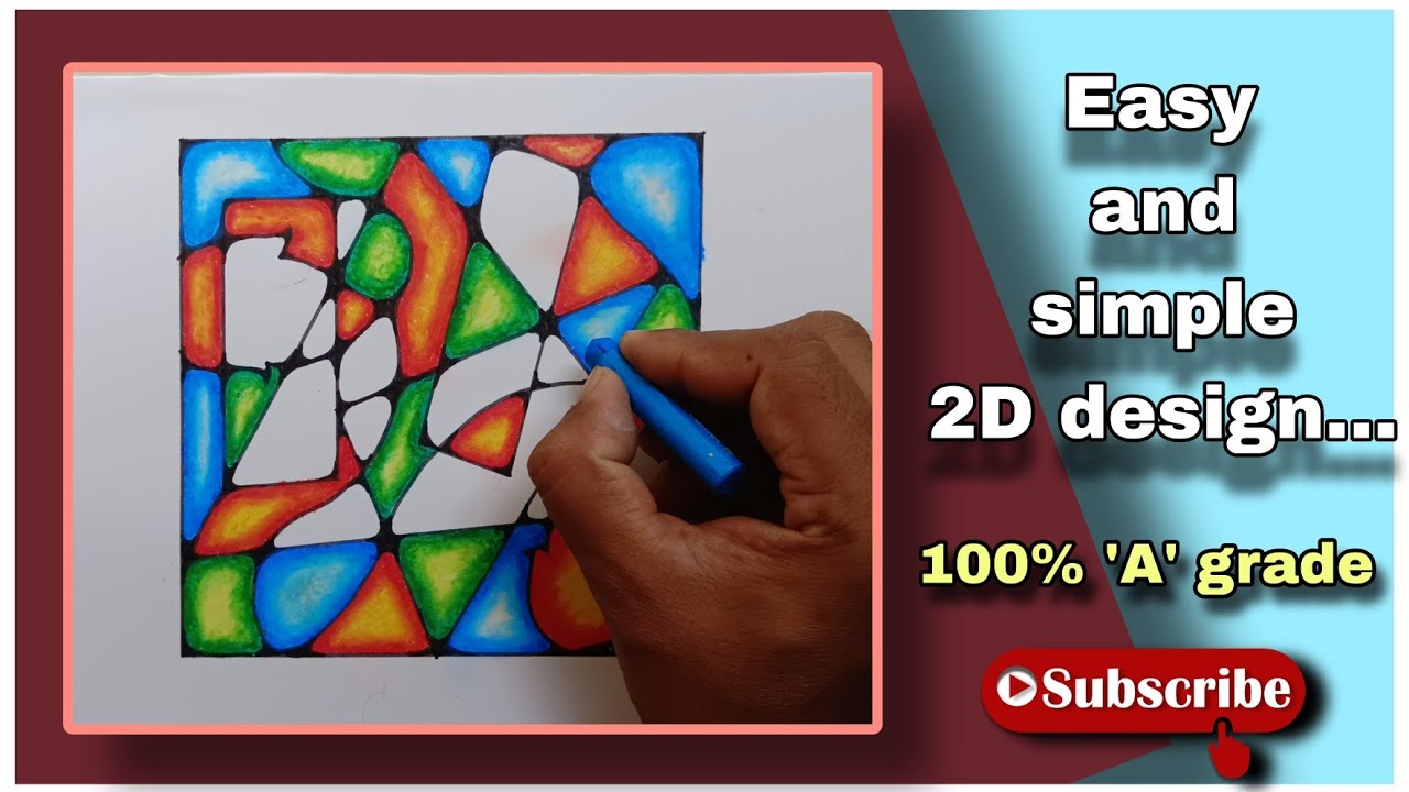 2D design/elementary exam 2D design/how to draw & colour 2D drawing ...