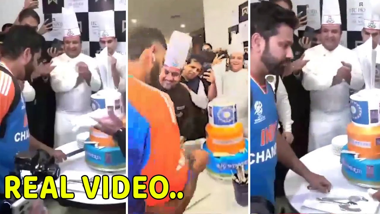 Rohit Sharma , Kohli Cake cutting celebration at Hotel after returning ...