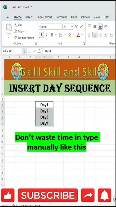 Day Sequences #excel #excelshortcuts #exceltips #exceltricks #excelformula #education # ...