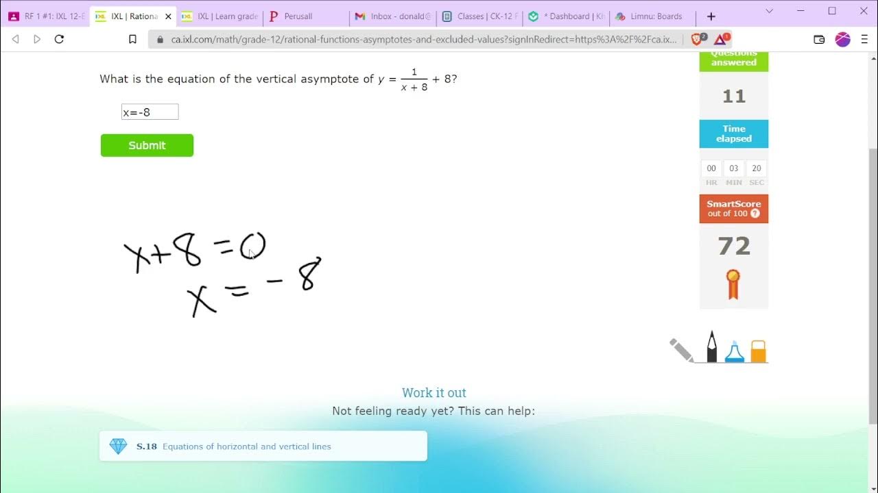 IXL 12-E.1: Rational Functions: Asymptotes and Excluded Values - YouTube