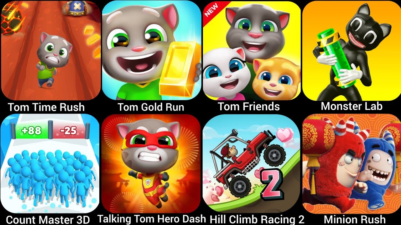 Talking Tom Gold Run,Count Master 3D,Tom Time Rush, Monster Lab,Tom ...