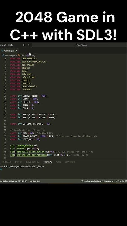 2048 Game in C++ with SDL3! #shorts #2048 #coding #sdl #programming #gamedevelopment - YouTube