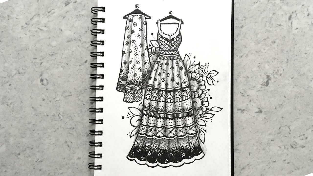 Gown Mandala Art | Girls Gown Dress Mandala Drawing - YouTube