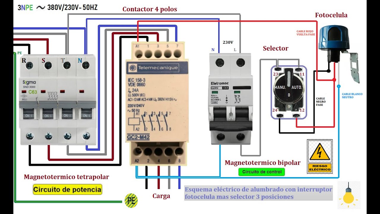 Esquema alumbrado con fotocelula - YouTube