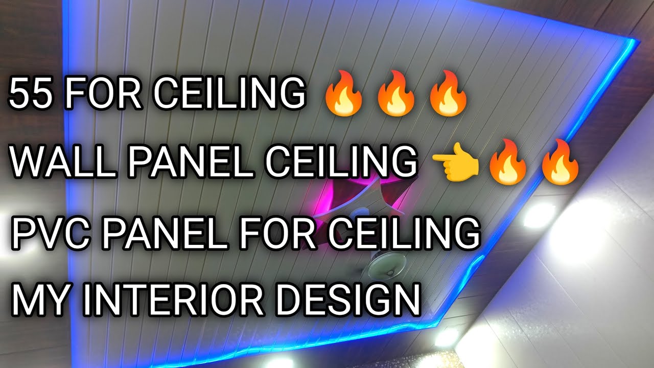 PVC panel for ceiling 😲 material design golden panel strip light look ...