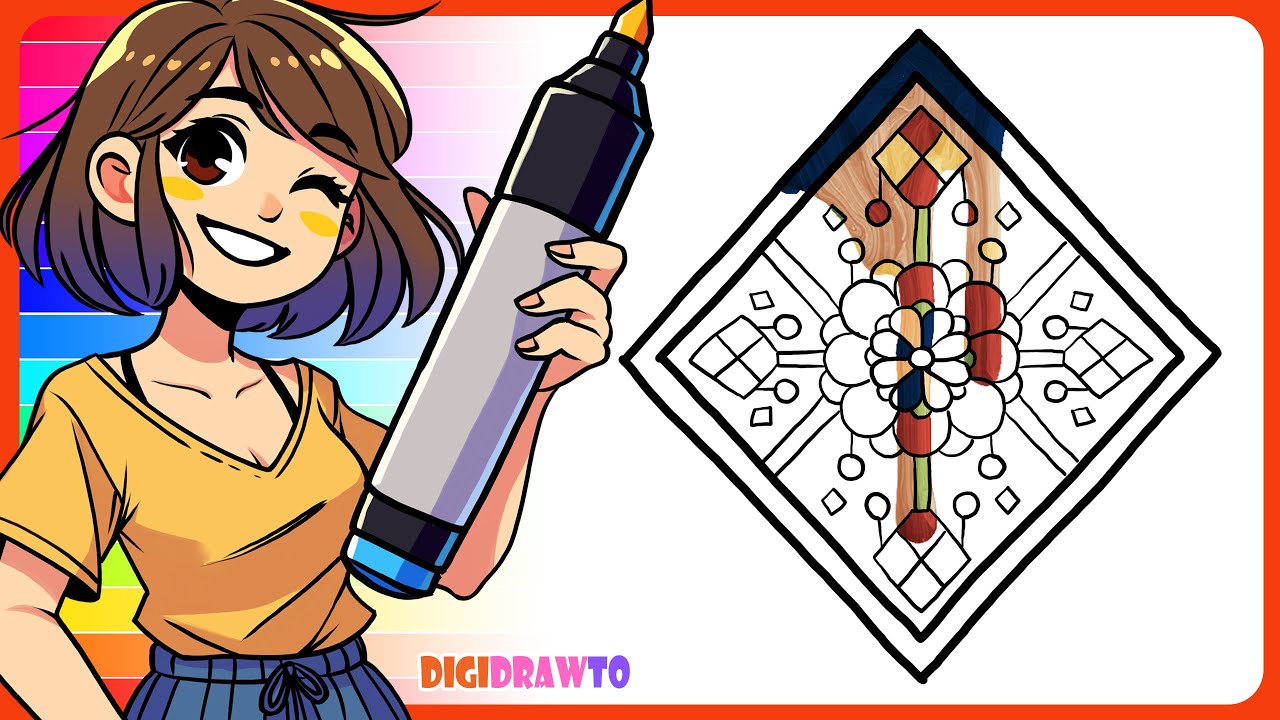How to Draw A Flower in a Rhombus - Digital Art for Beginners - YouTube
