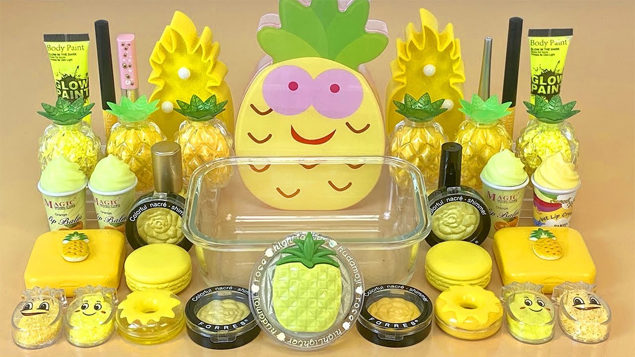 Pineapple Slime. 🍍 Fruit season. Series # 2. Mix cosmetics with slime ...