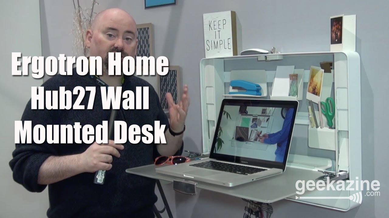 Ergotron Home Hub27 Wall Mounted Standing Desk - YouTube