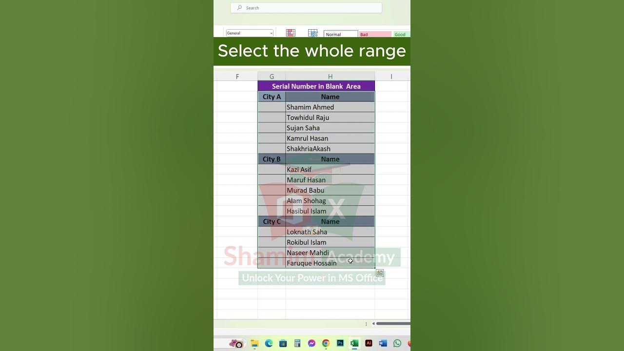 Excel Tutorial: How to Automatically Fill Serial Numbers in Blank Cells #excelshortcuts # ...