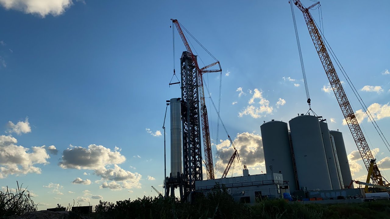 STARBASE LIVE! | Booster 4 Lift Preparations Part 3 - YouTube