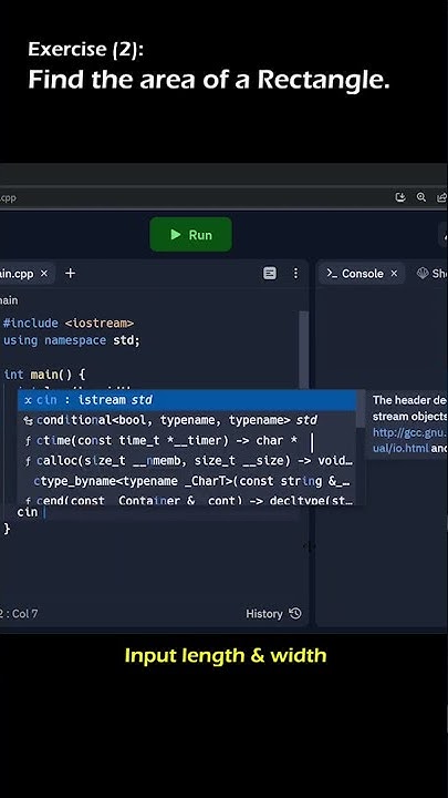 CPlusPlus Basic Tutorial (Rectangle Area) - YouTube
