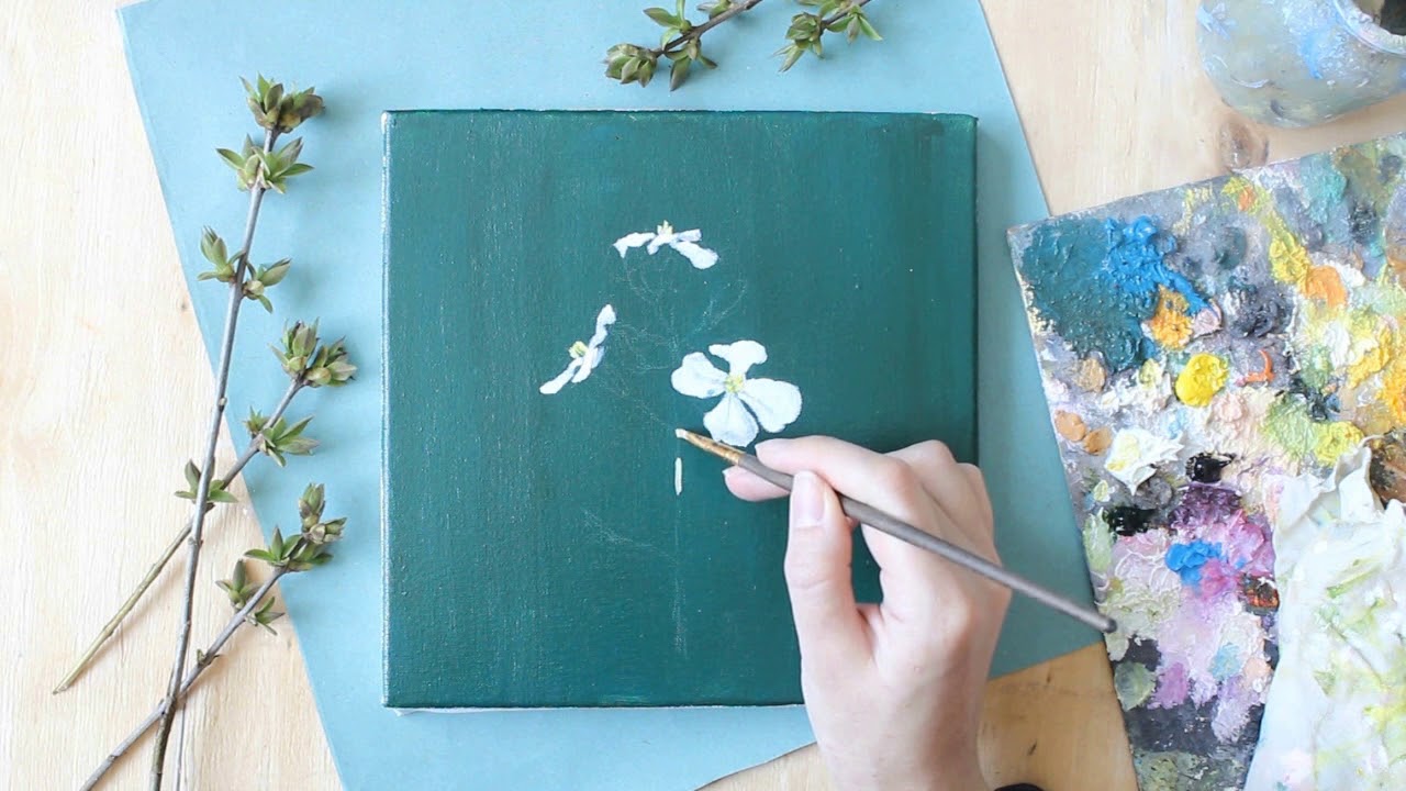 Botanical painting on miniature canvas. We draw the popular emerald ...