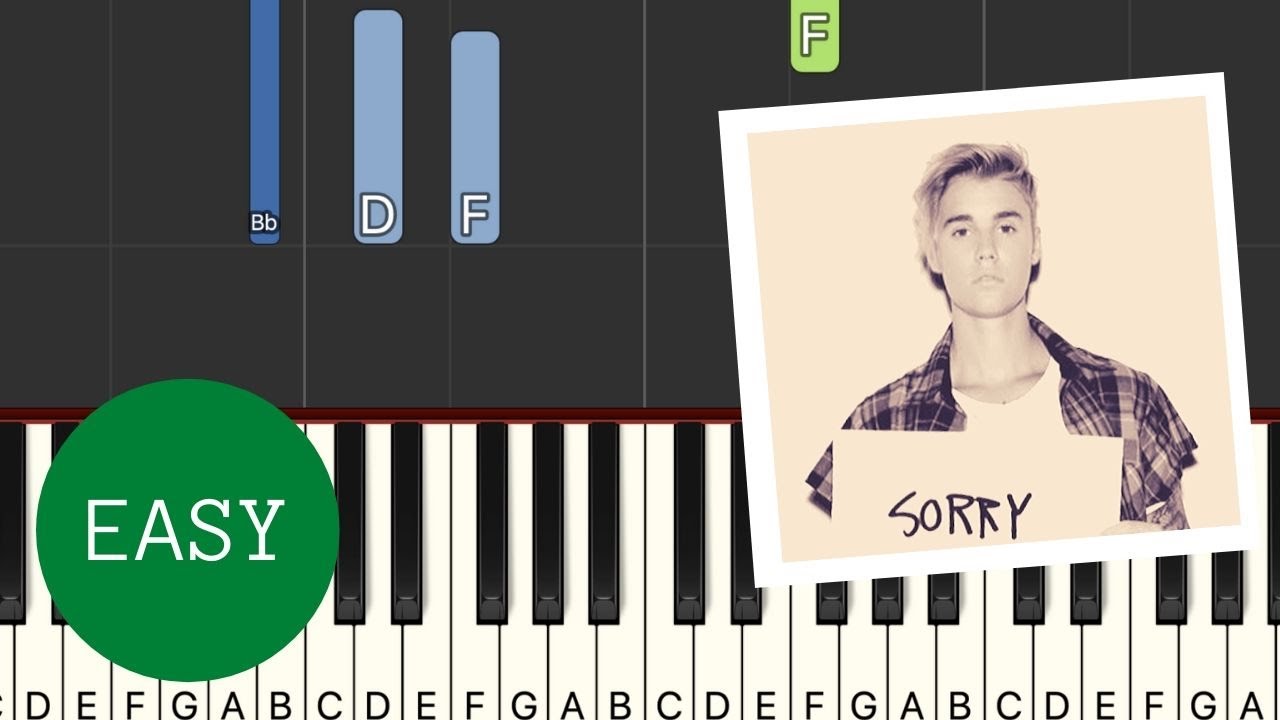 Justin Bieber Sorry - Piano Tutorial with Easy Chords & Notes - YouTube