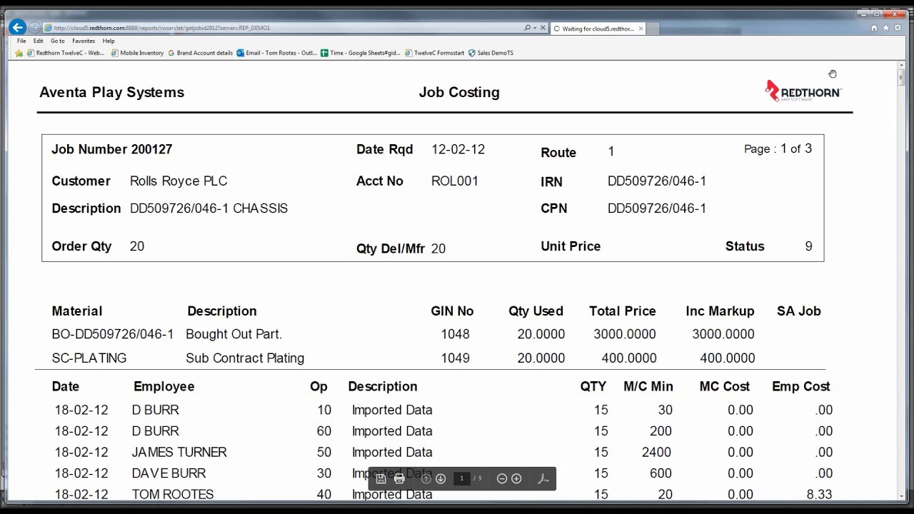 Redthorn MRP - Sales – Job Costing Report - YouTube