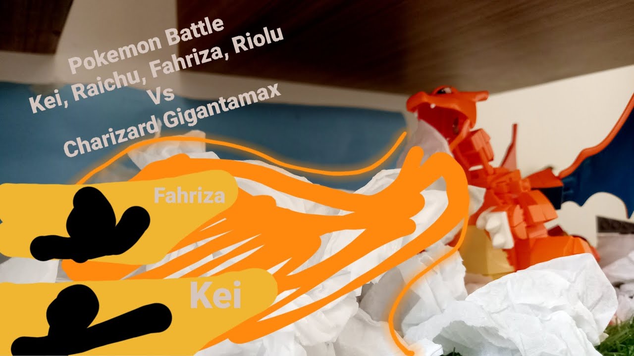 Pokemon Battle Stop Motion Kei, Raichu, Fahriza, Riolu Vs Charizard ...