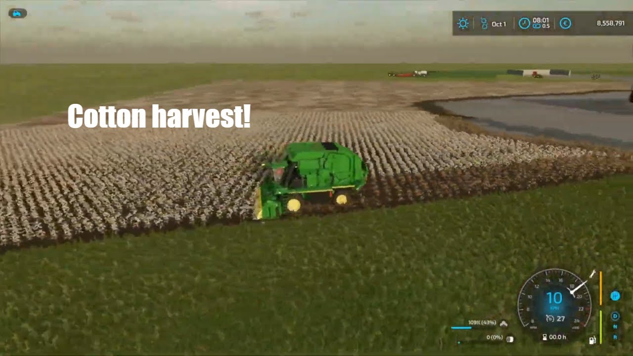 Fs22 cotton harvest, first time! - YouTube