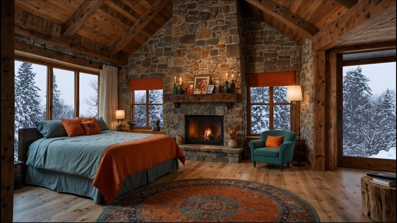 Relaxing Cabin Livestream: Fireplace, Snow, and Tranquility - YouTube