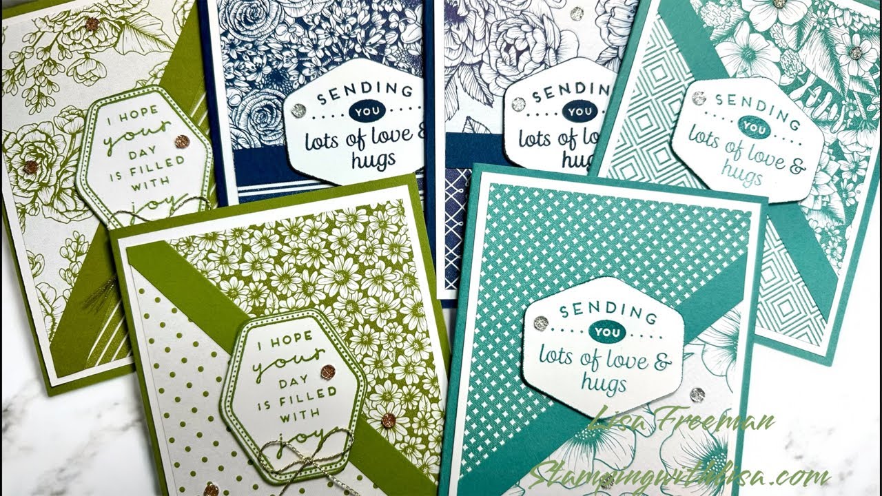 6 Super Easy Stampin Up Card Templates Using Serene Love DSP! - YouTube