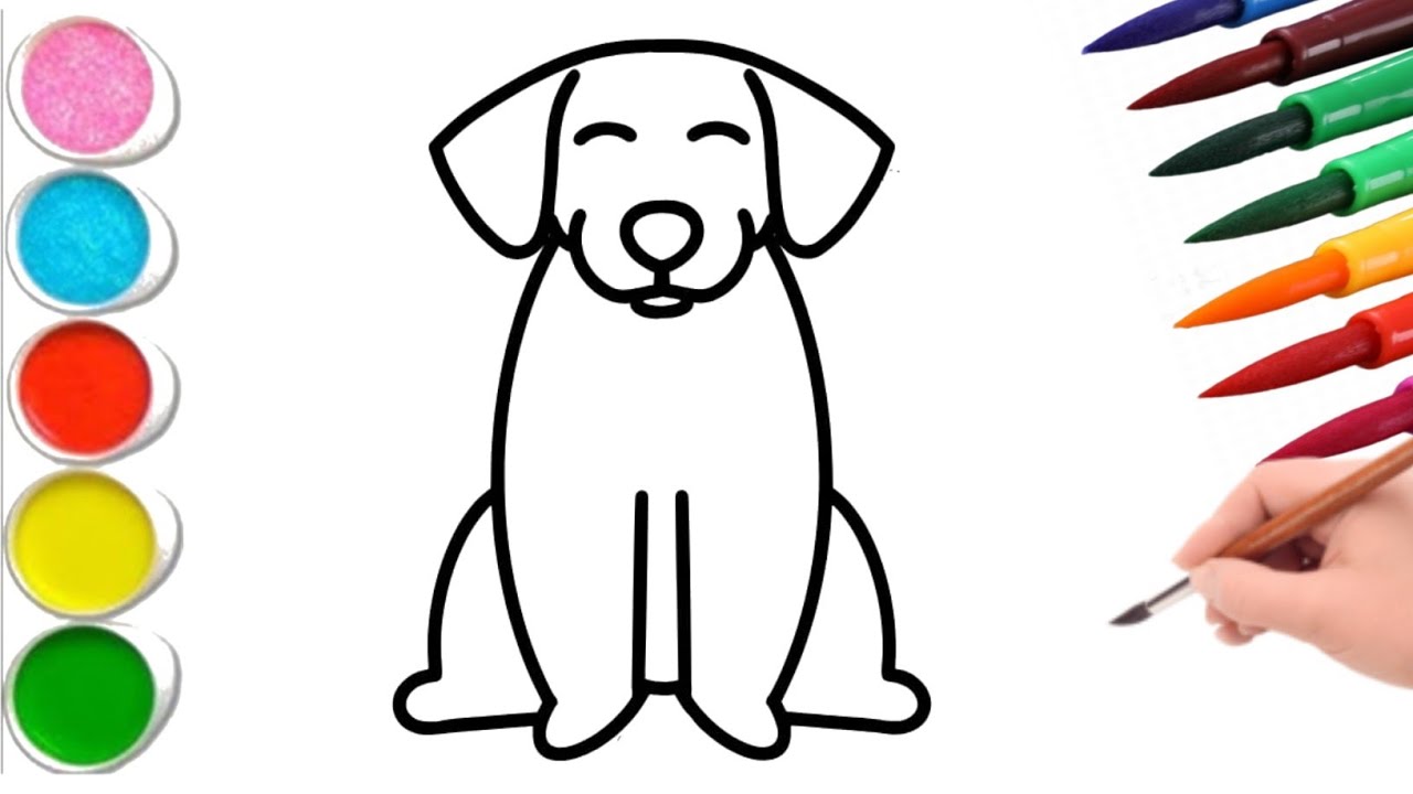 Dog drawing,painting for kids and toddlers 🐩🦮🌈|| How to draw dog - YouTube