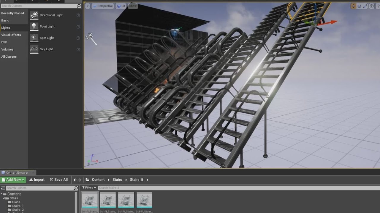 Sci-Fi Stairs Basic Version Test in Unreal - YouTube