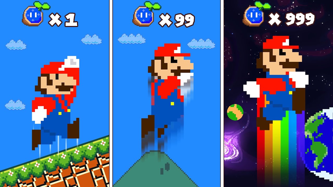 Super Mario Bros. but Mario has SUPER JUMP with 999 Seed Powerups ...
