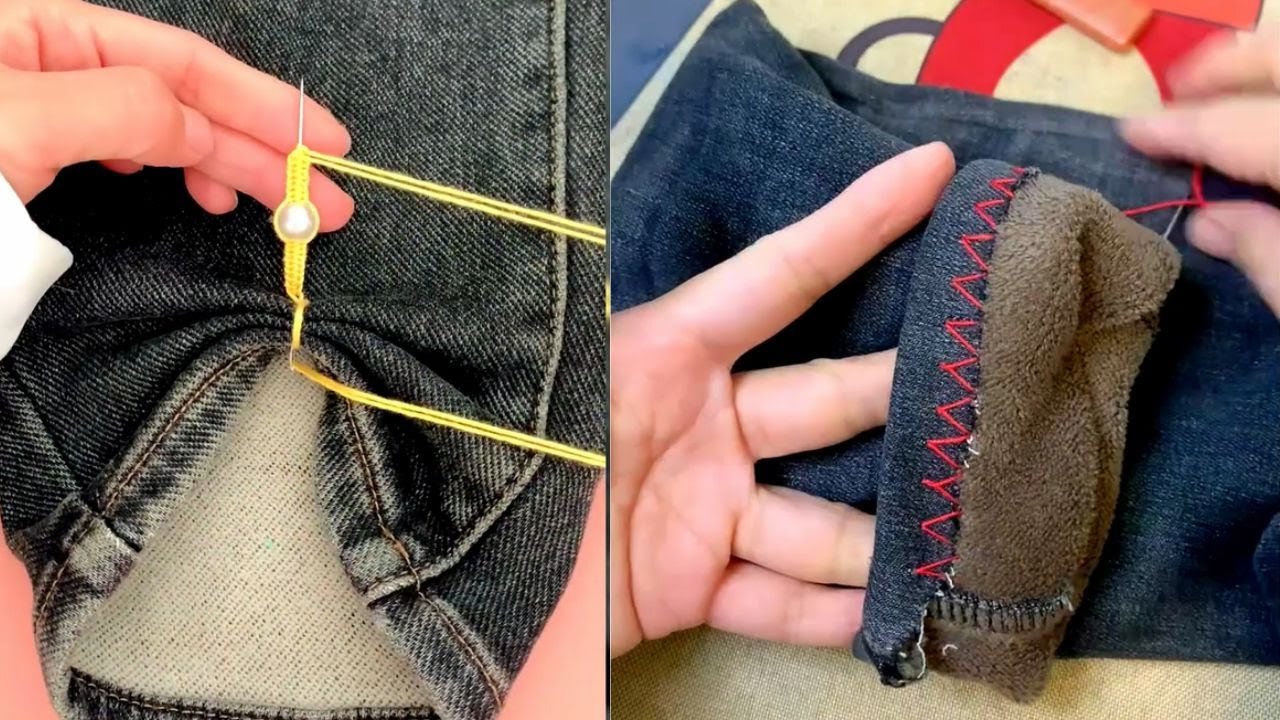 Jeans are too long at the hem, shorten it with this sewing method| How ...
