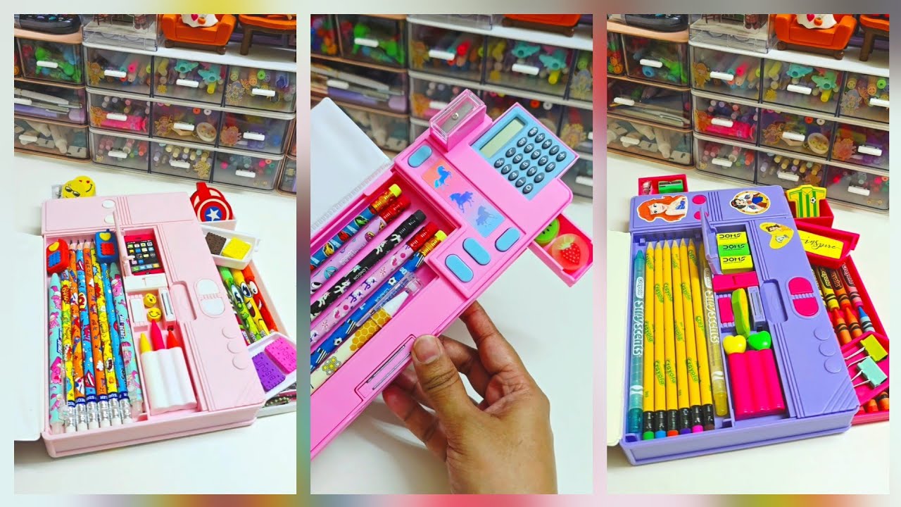 ASMR Filling jumbo mechanical pencil box with cute stationery ️ 💕 lot ...