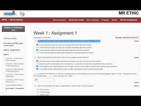 Ethical Hacking Assignment Week 1 | Nptel Ethical Hacking Assignment Week 1 Answers - YouTube