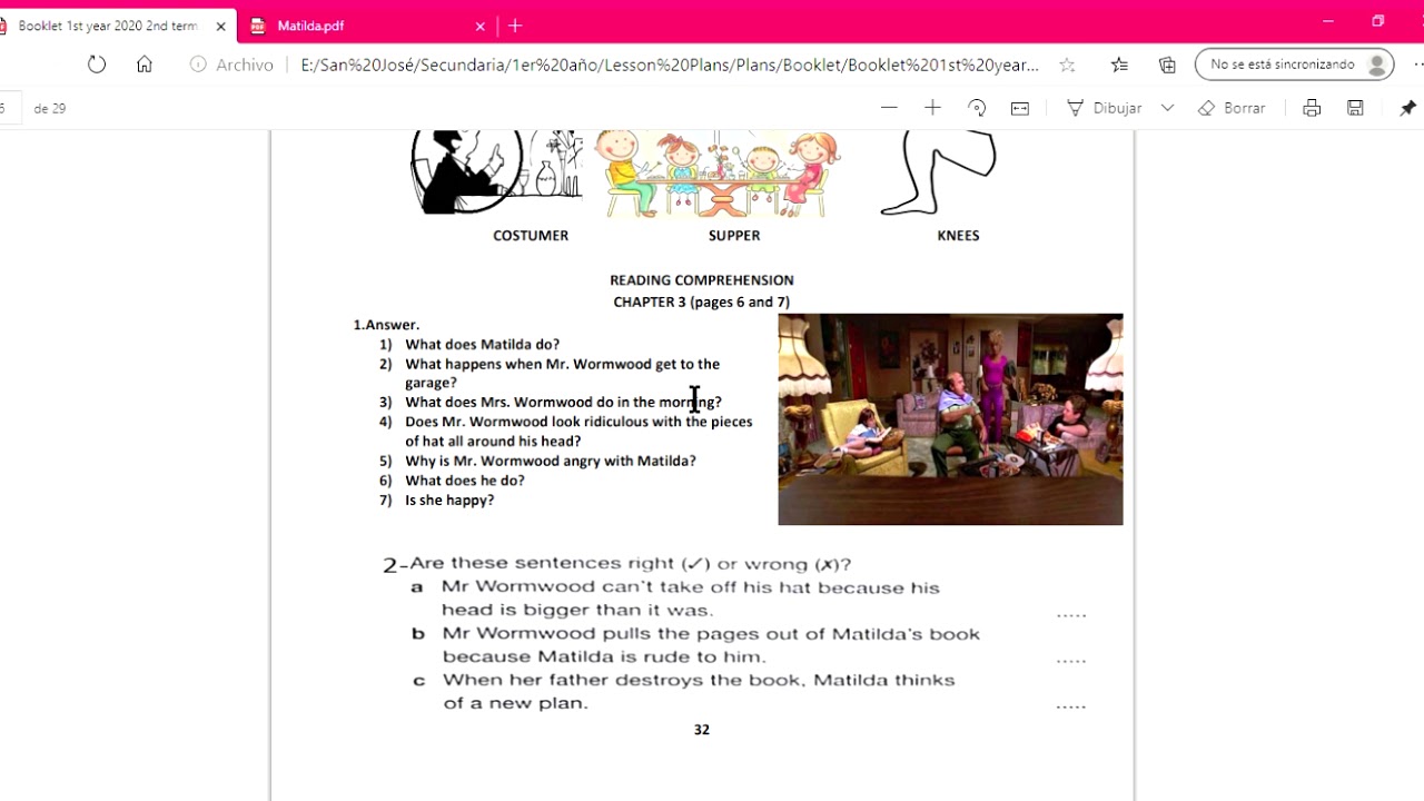 Matilda: Chapter 3 (Activities from page 32) - YouTube