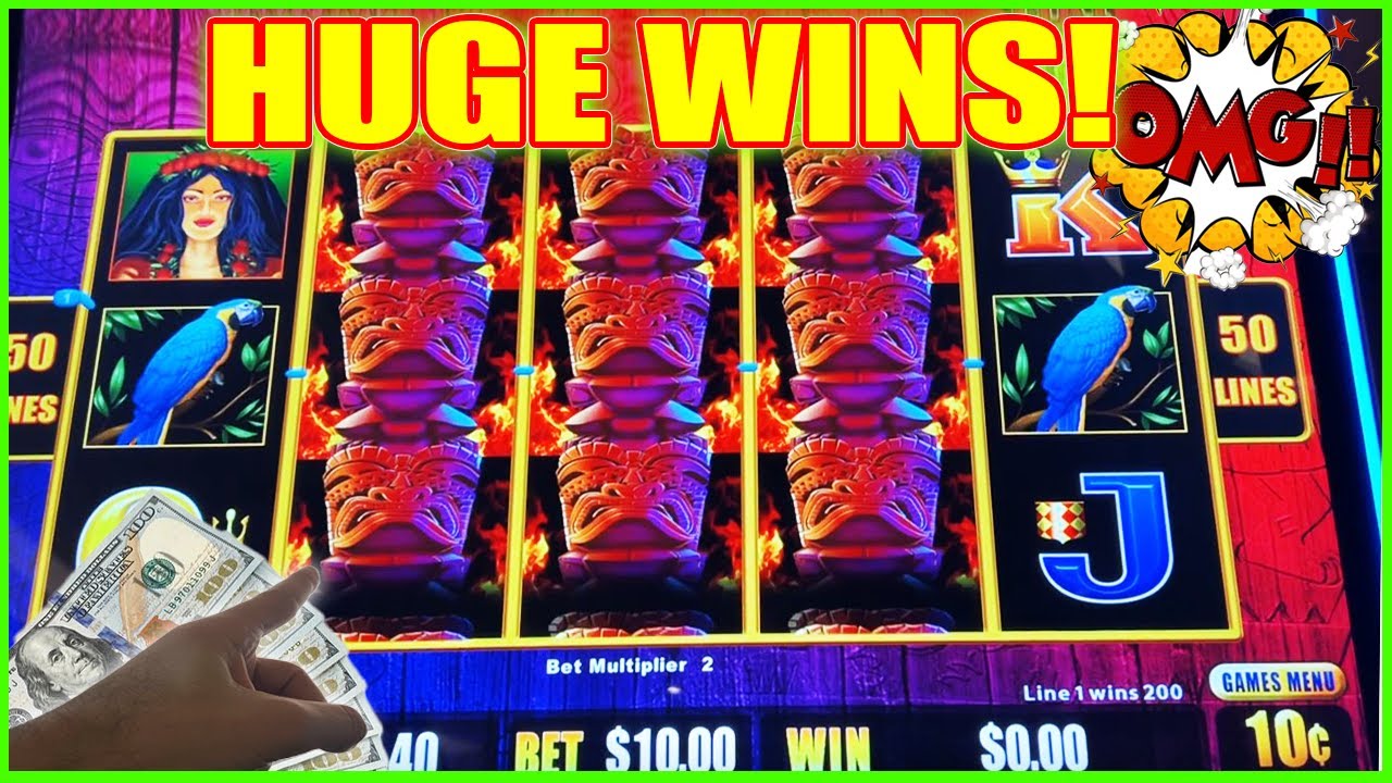 FINALLY 4 Scatter Bonus Trigger! HUGE WINS High Limit Tiki Fire ...