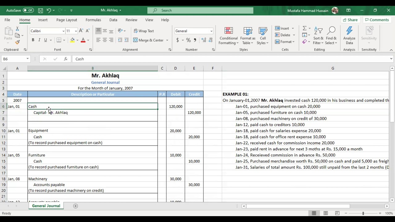 General Journal | Solved Example General Journal | Accounting Lecture 3 ...