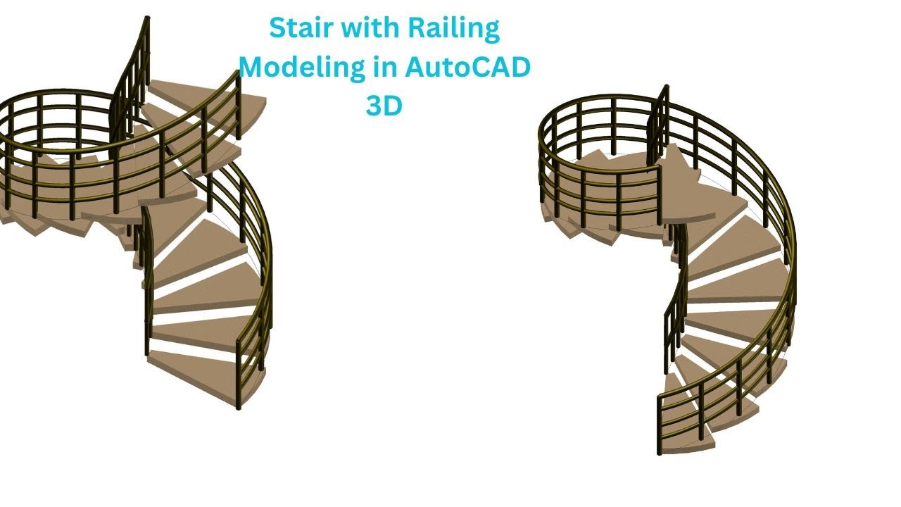 How to Model a Stair with Railing in AutoCAD 3D - YouTube