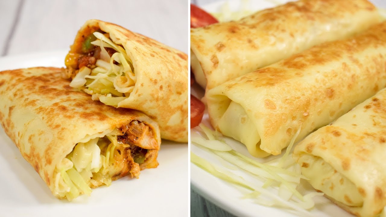 Chicken Cheese Crepes Rolls - Lunch box ideas - Chicken stuffed crepes ...