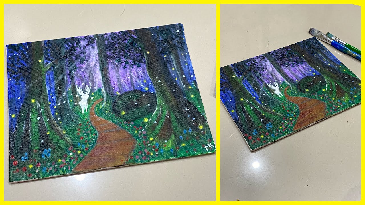 How to paint Deep Forest | step by step painting - YouTube