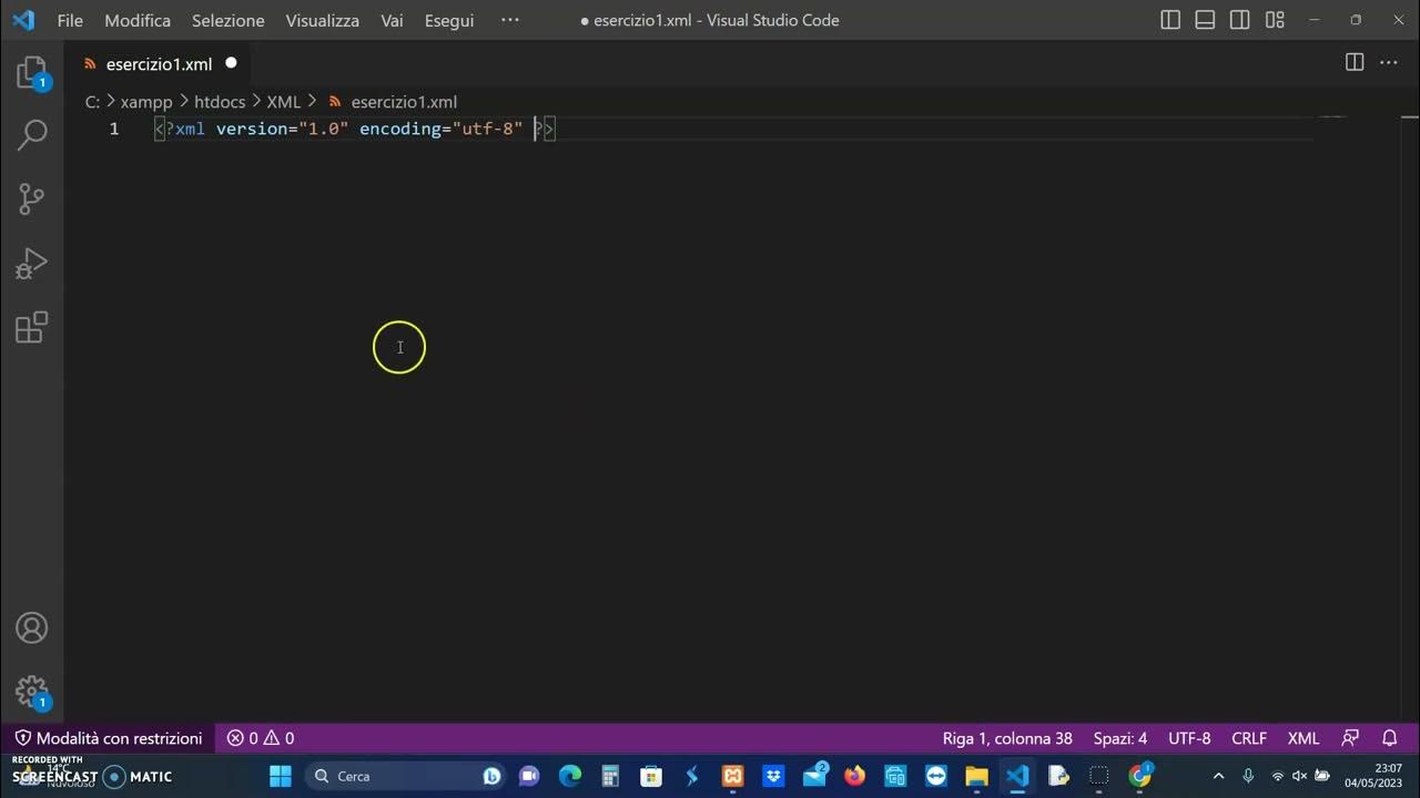 Introduzione al linguaggio XML: primo esempio - YouTube