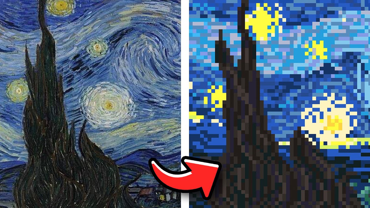 Recreating 'THE STARRY NIGHT' in Pixel Art! - YouTube